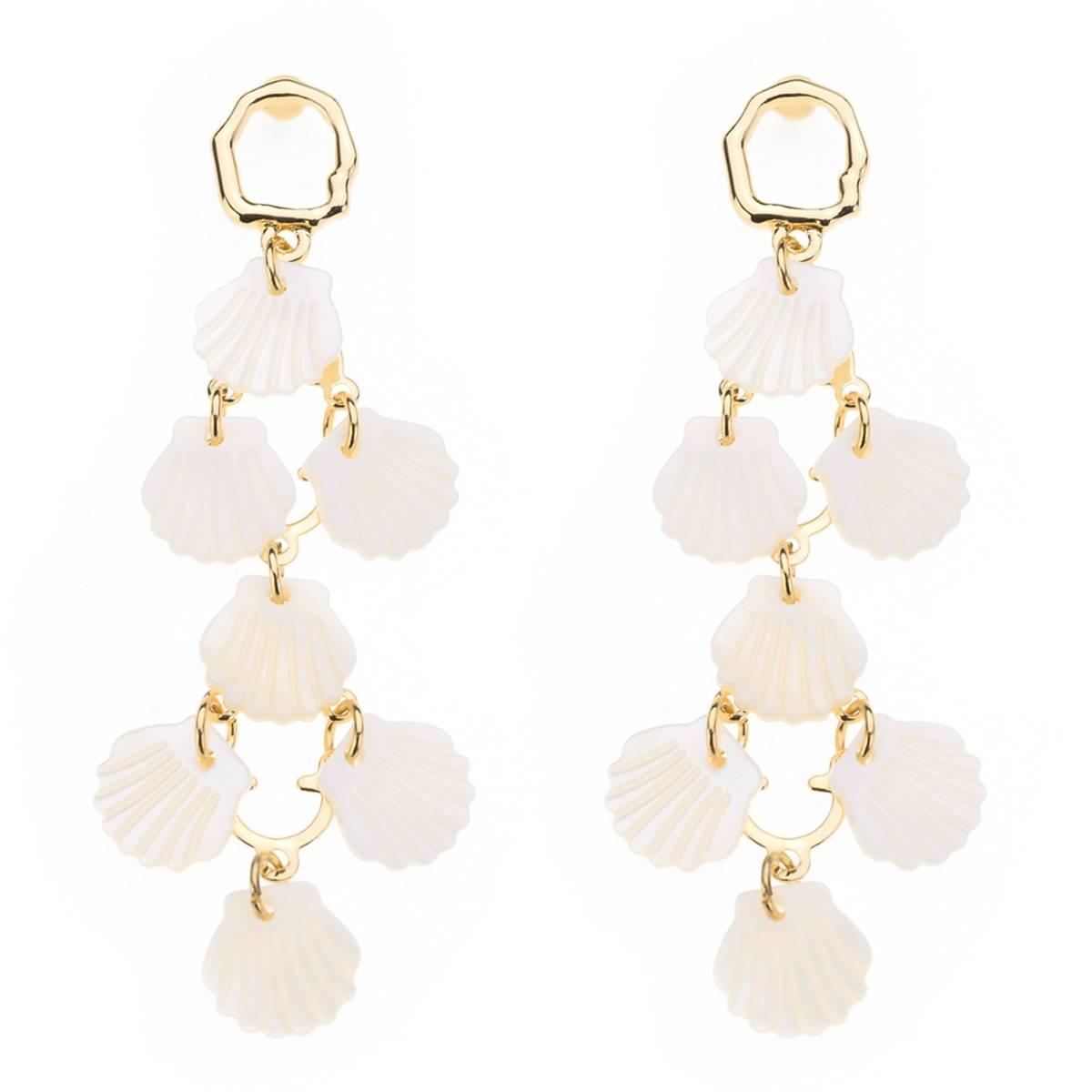 Click here for Ashley Cooper(tm) Gold Metal White Shell Dangle Ea... prices