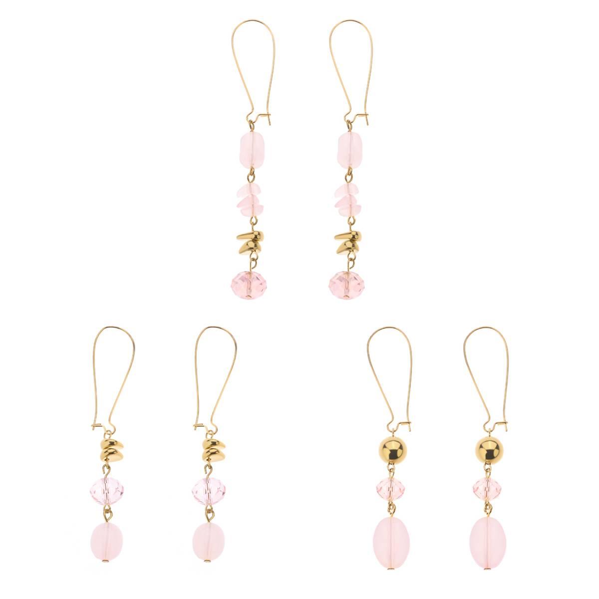 Click here for Ashley Cooper(tm) Gold Pink Beaded Trio Earrings prices