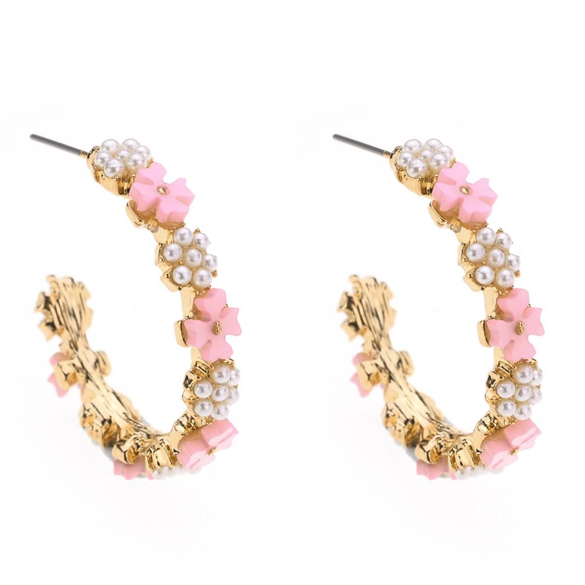 Click here for Ashley Cooper(tm) Pearl White & Pink Half Hoop Ear... prices