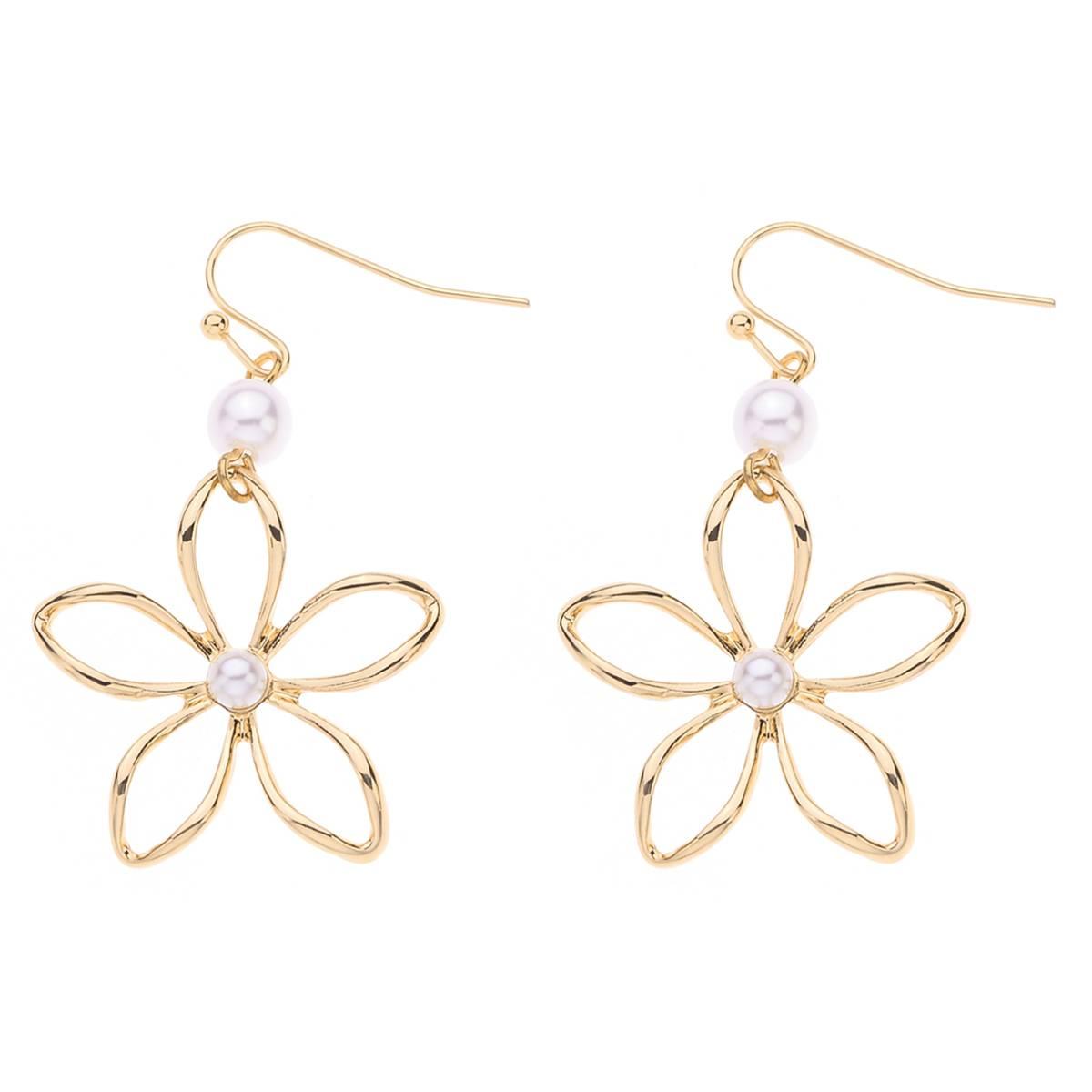 Click here for Ashley Cooper(tm) Metal Pearl Flower Drop Earrings prices