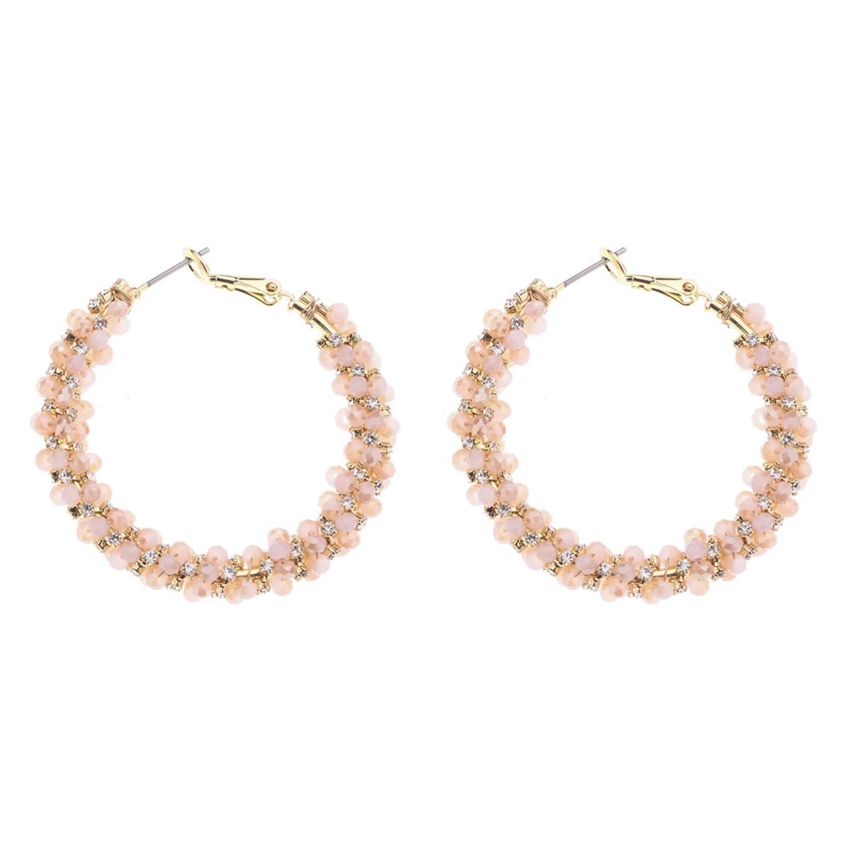 Click here for Ashley Cooper(tm) Pink Gold Beaded Twist Hoop Earr... prices