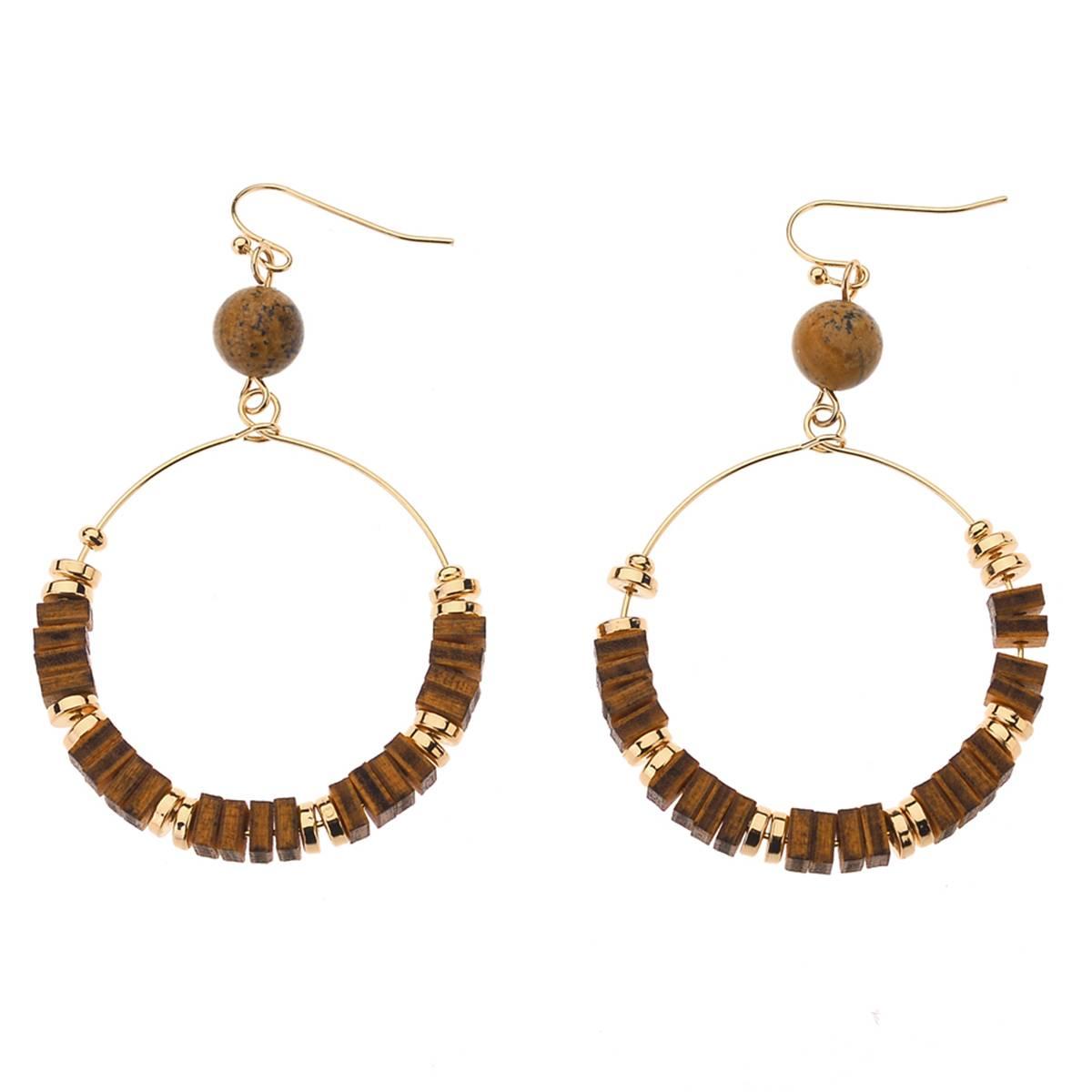 Click here for Ashley Cooper(tm) Wood Hoop Earrings with Beaded A... prices
