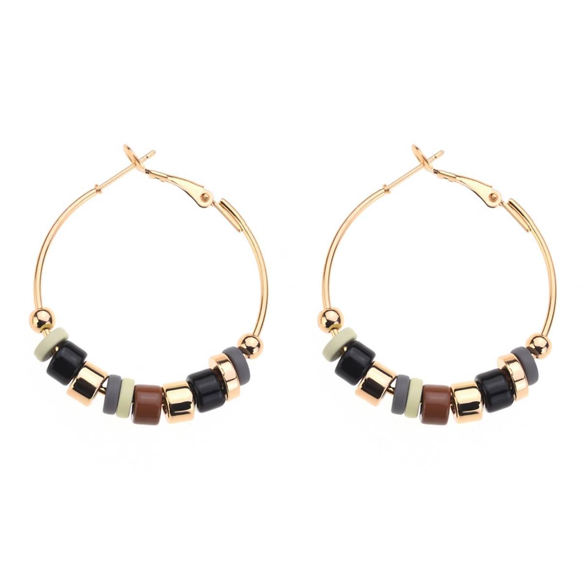 Click here for Ashley Cooper(tm) Beaded Earth-Tone Hoop Earrings prices