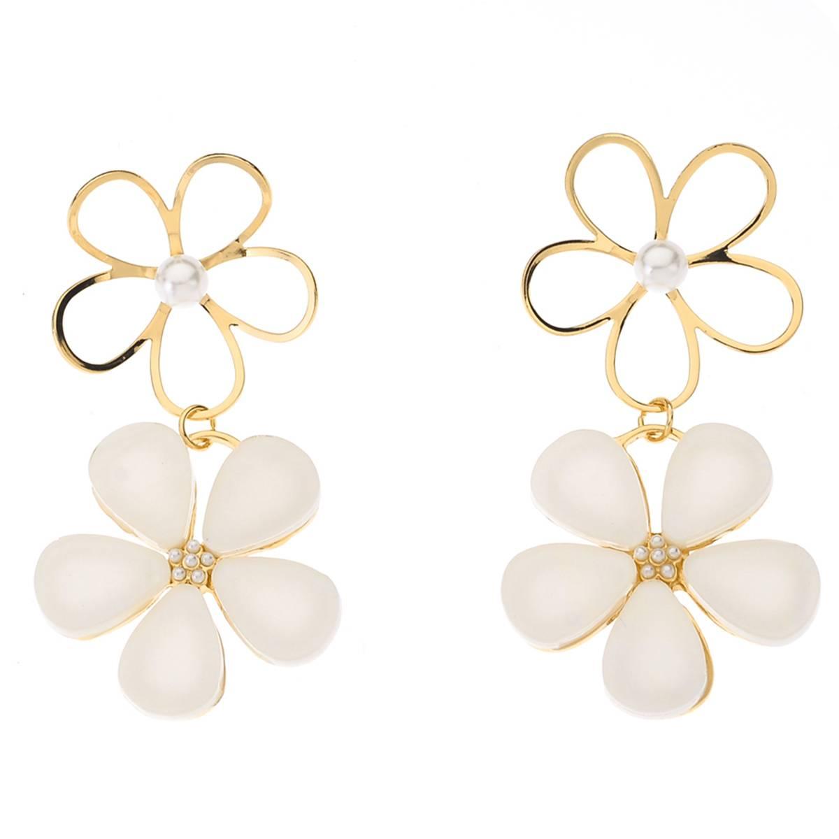 Click here for Ashley Cooper(tm) Gold & Pink Flower Earrings with... prices