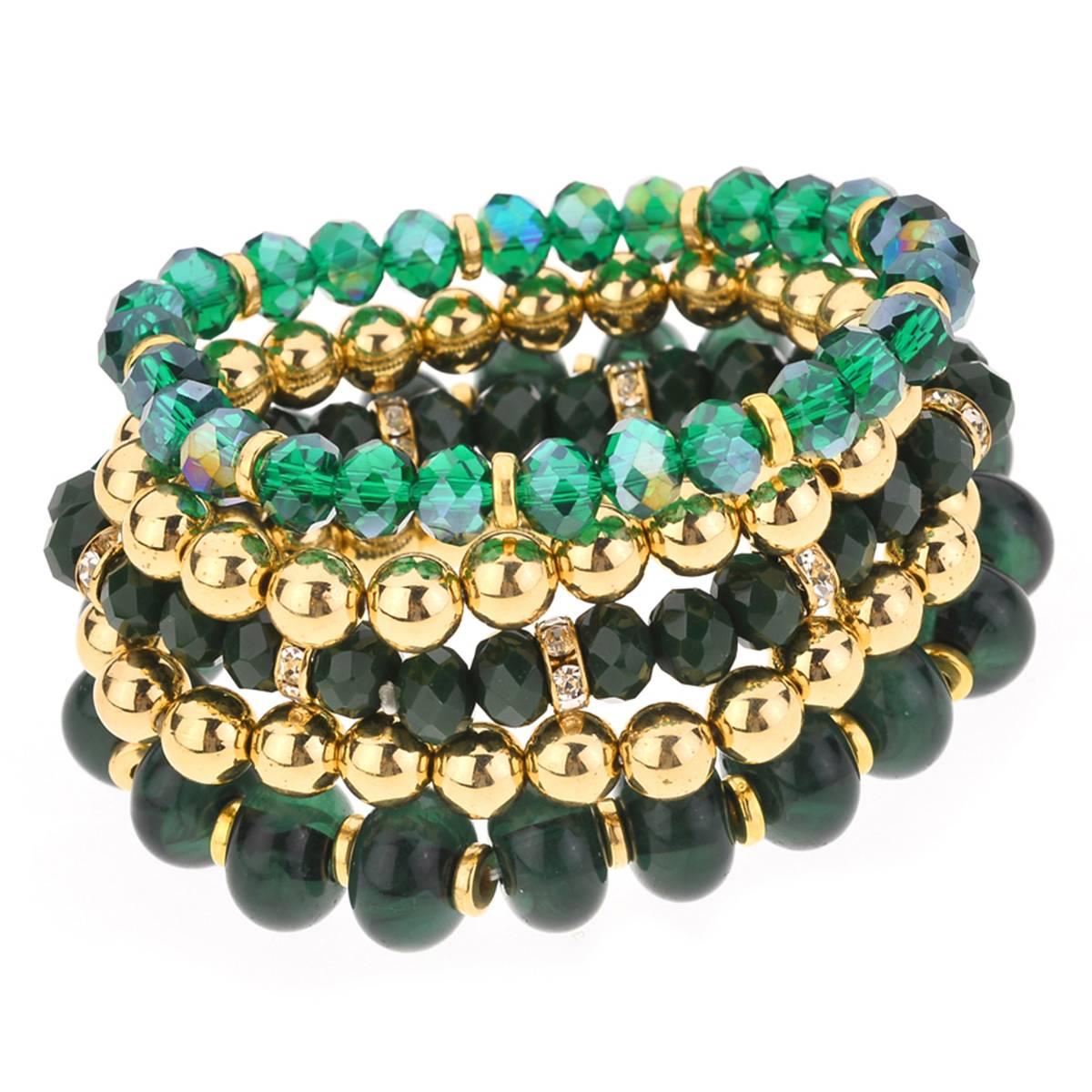 Click here for Ashley Cooper(tm) Gold-Tone & Green Beaded Stretch... prices