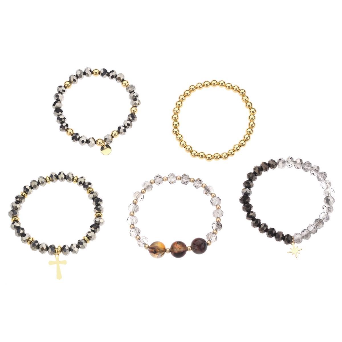 Click here for Ashley Cooper(tm) 5pc. Tri-Tone Brown Beaded Stret... prices