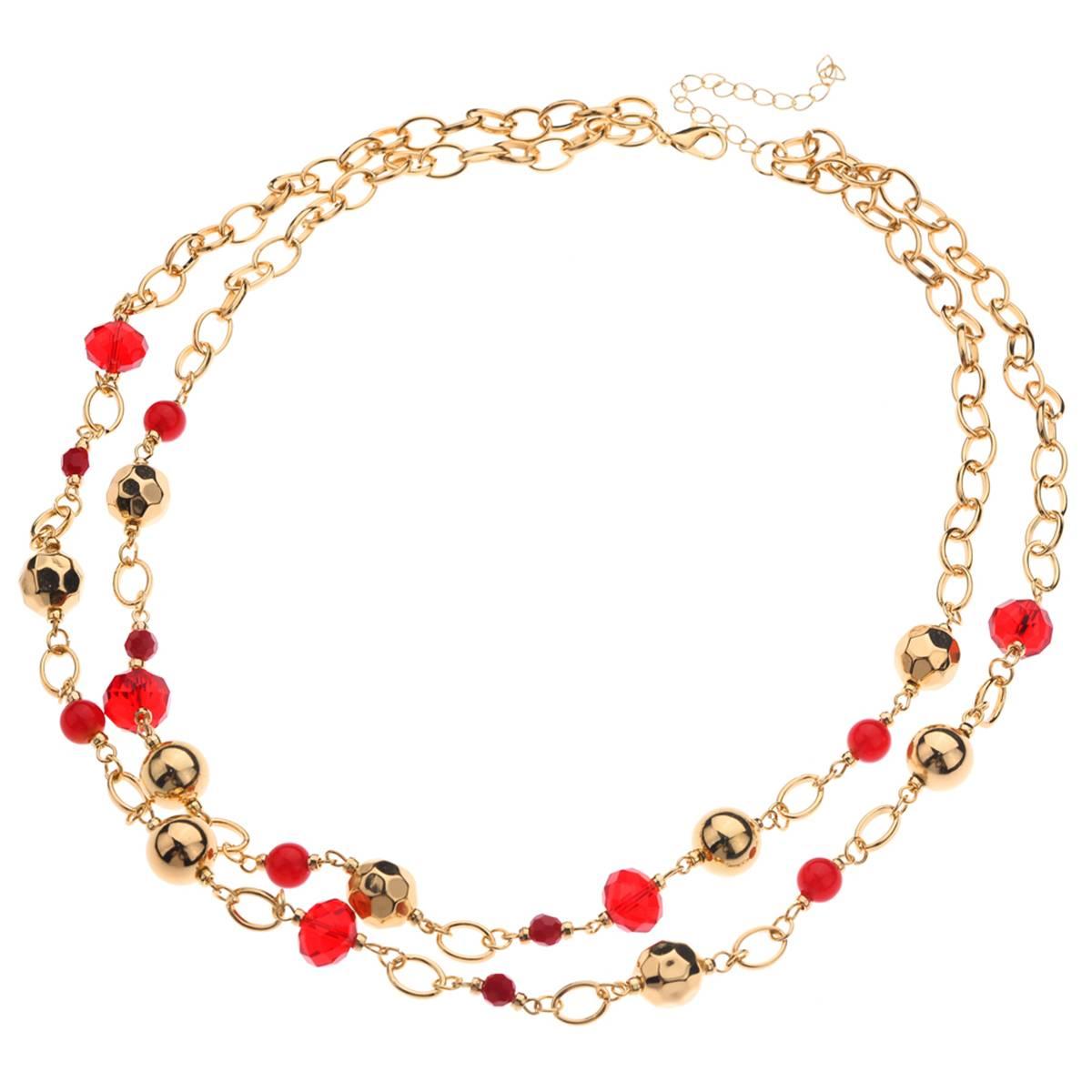 Click here for Ashley Cooper(tm) 2-Row Gold-Tone & Red Beaded Nec... prices