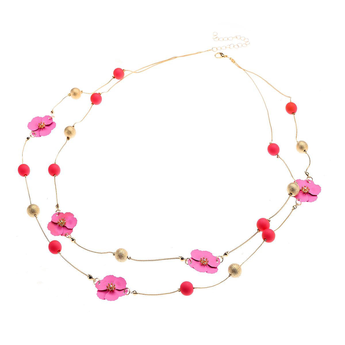 Click here for Ashley Cooper(tm) Two Row Gold-Tone Pink Flower Be... prices