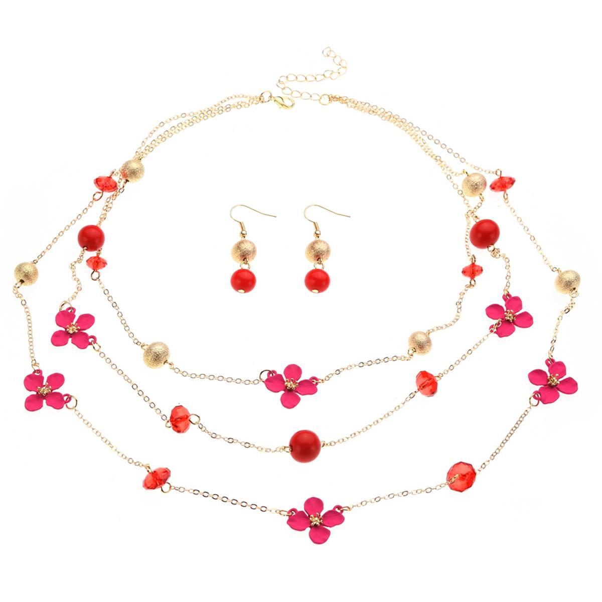 Click here for Ashley Cooper(tm) Pink Flower Layered Necklace & E... prices