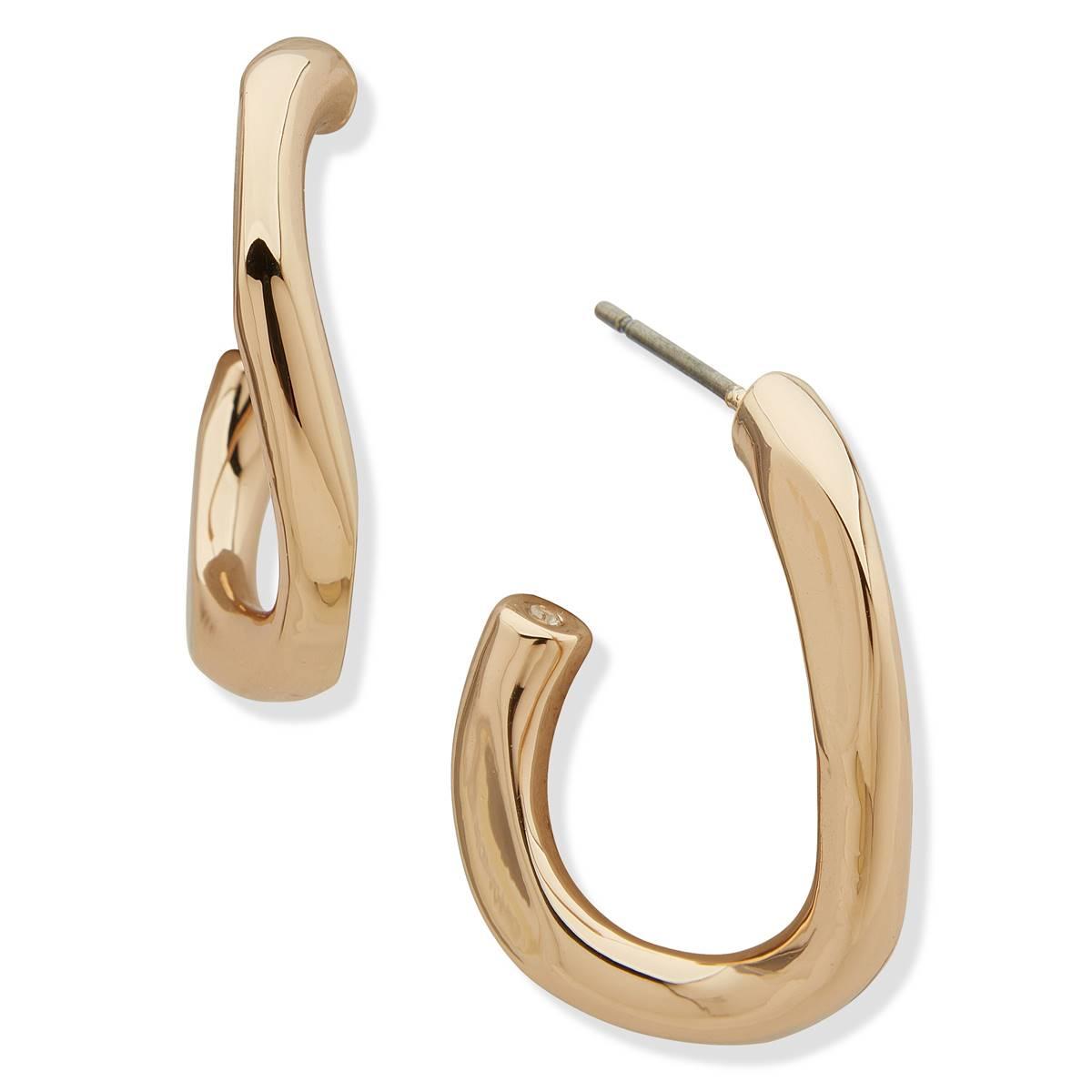 Click here for Gloria Vanderbilt Gold-Tone Curved C-Hoop Earrings prices