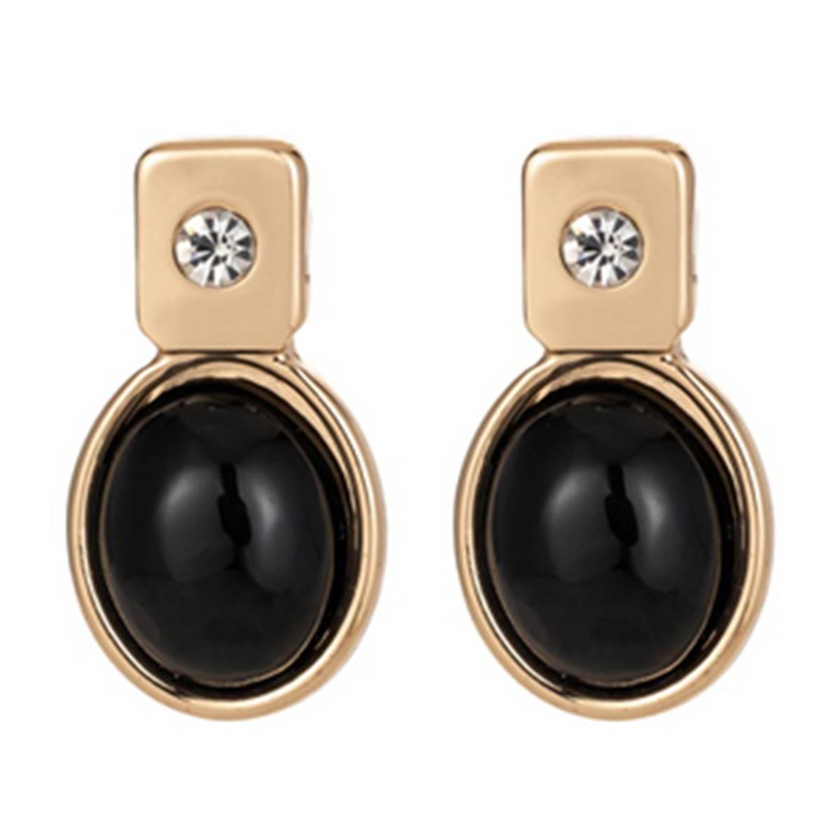 Click here for Gloria Vanderbilt Gold-Tone & Jet Oval Button Stud... prices