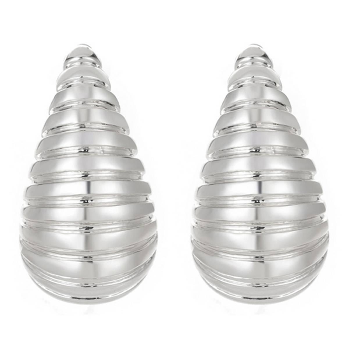 Click here for Gloria Vanderbilt Silver-Tone Ribbed Teardrop Stud... prices