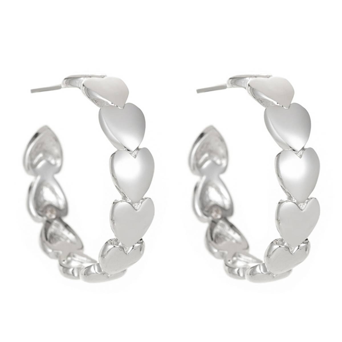 Click here for Gloria Vanderbilt 24mm Silver-Tone Hearts C-Hoop E... prices