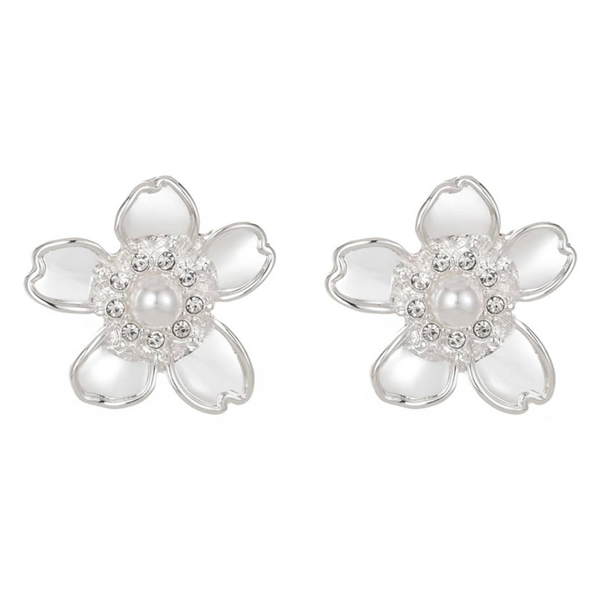 Click here for Gloria Vanderbilt Pearl & Crystal Flower Button Ea... prices
