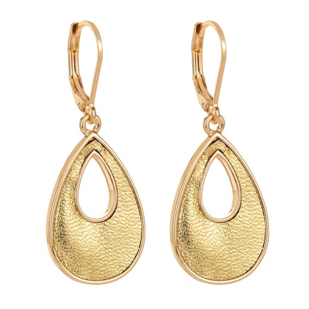 Click here for Gloria Vanderbilt Gold-Tone Open Teardrop Drop Lev... prices