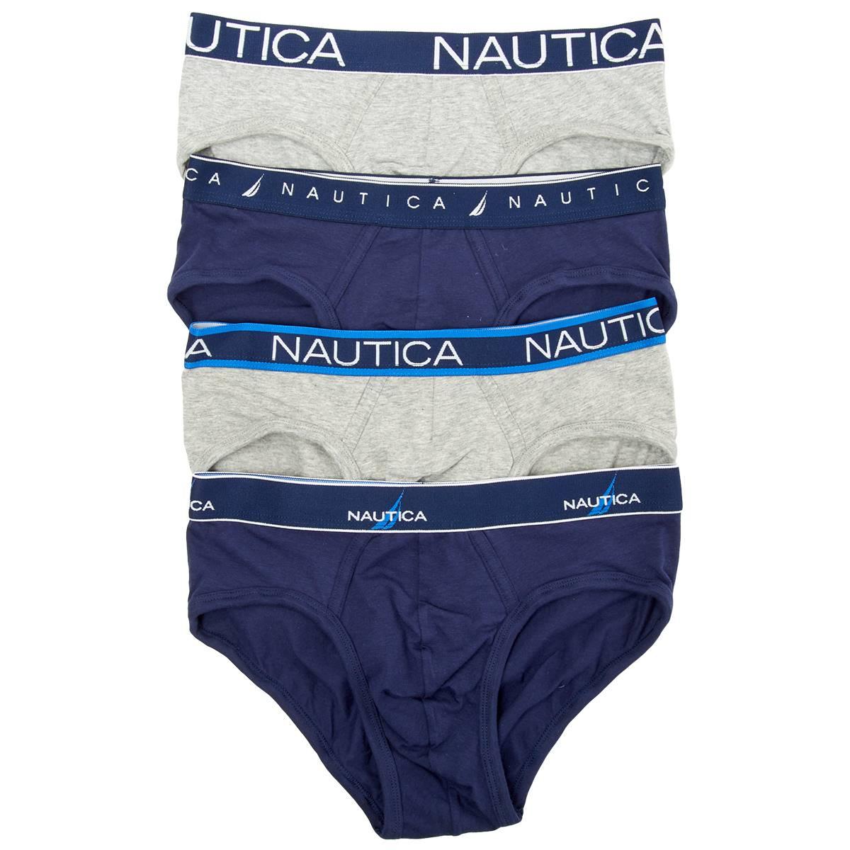 Click here for Mens Nautica 4pk. Cotton Stretch Briefs - Grey/Nav... prices
