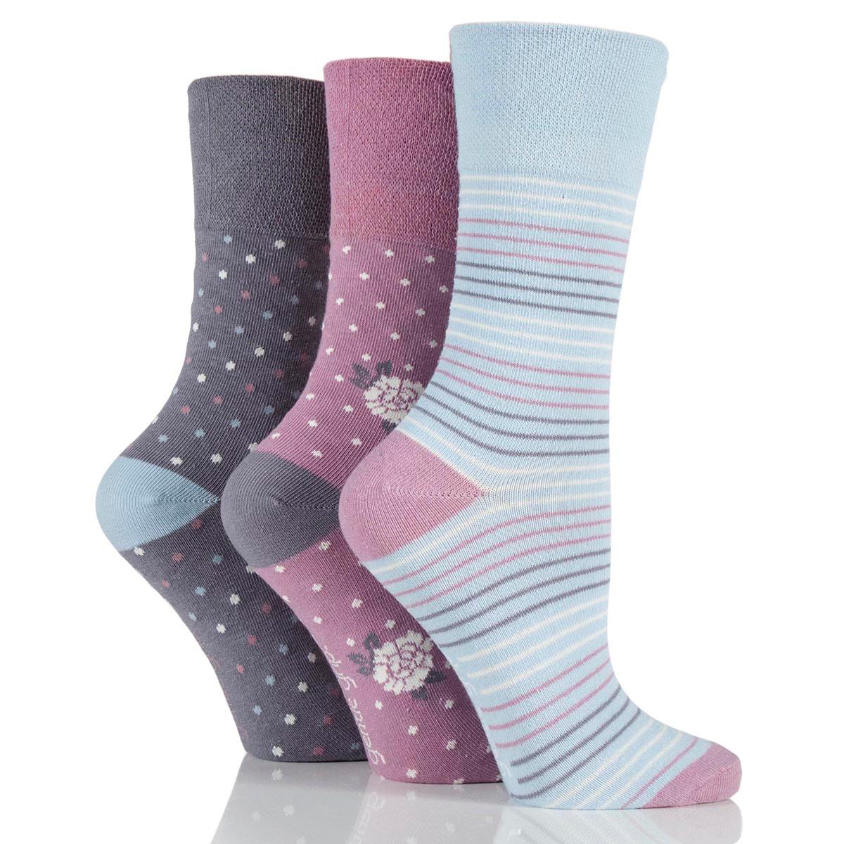 Click here for Womens Gentle Grip 3pk. Dainty Flower/Dot/Stripe C... prices