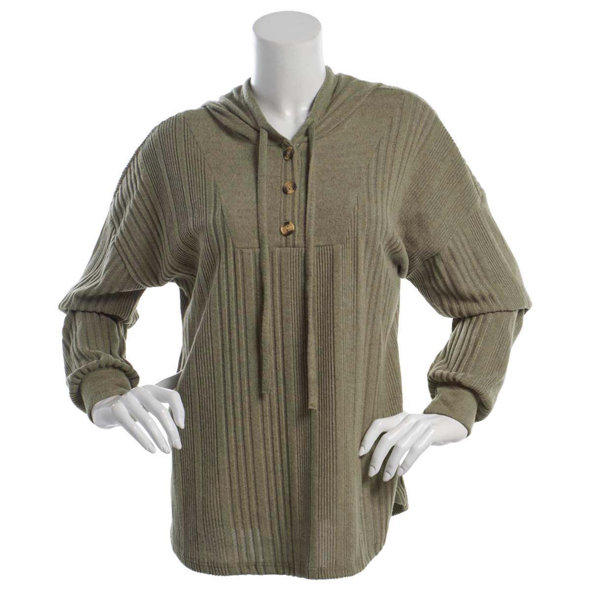 Click here for Womens Cure Long Sleeve Rib Knit Hacci Sweater Hoo... prices