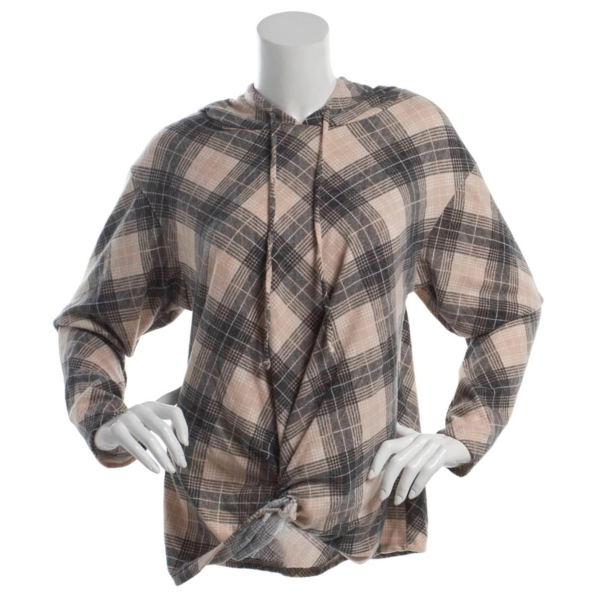 Click here for Womens Cure Long Sleeve Twist Front Plaid Brushed... prices