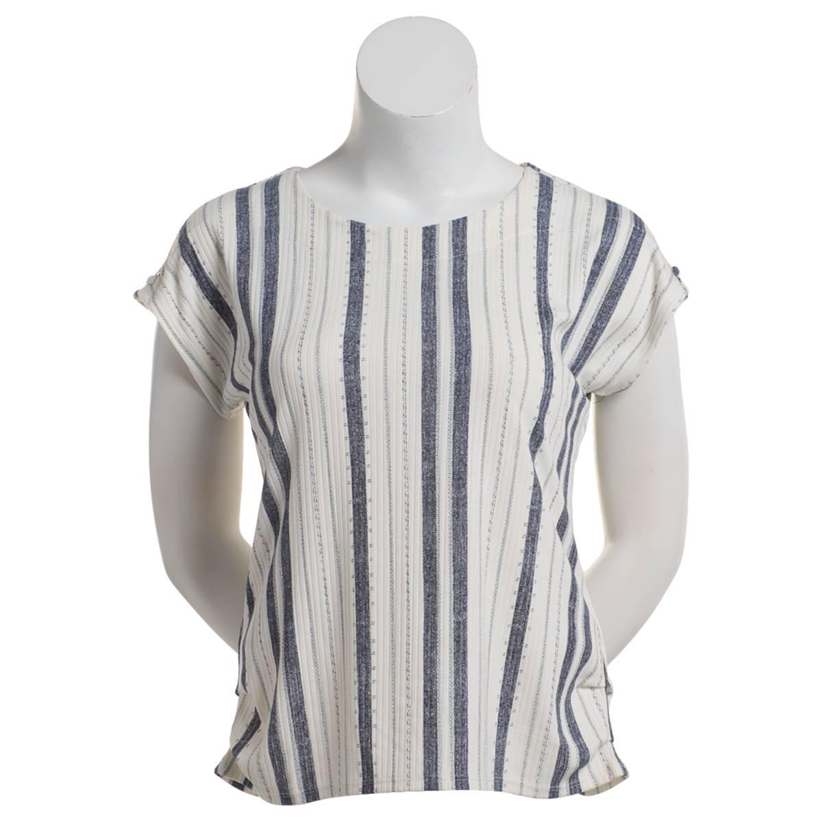 Click here for Womens Cure Extend Sleeve Rib Texture Stripe Blous... prices