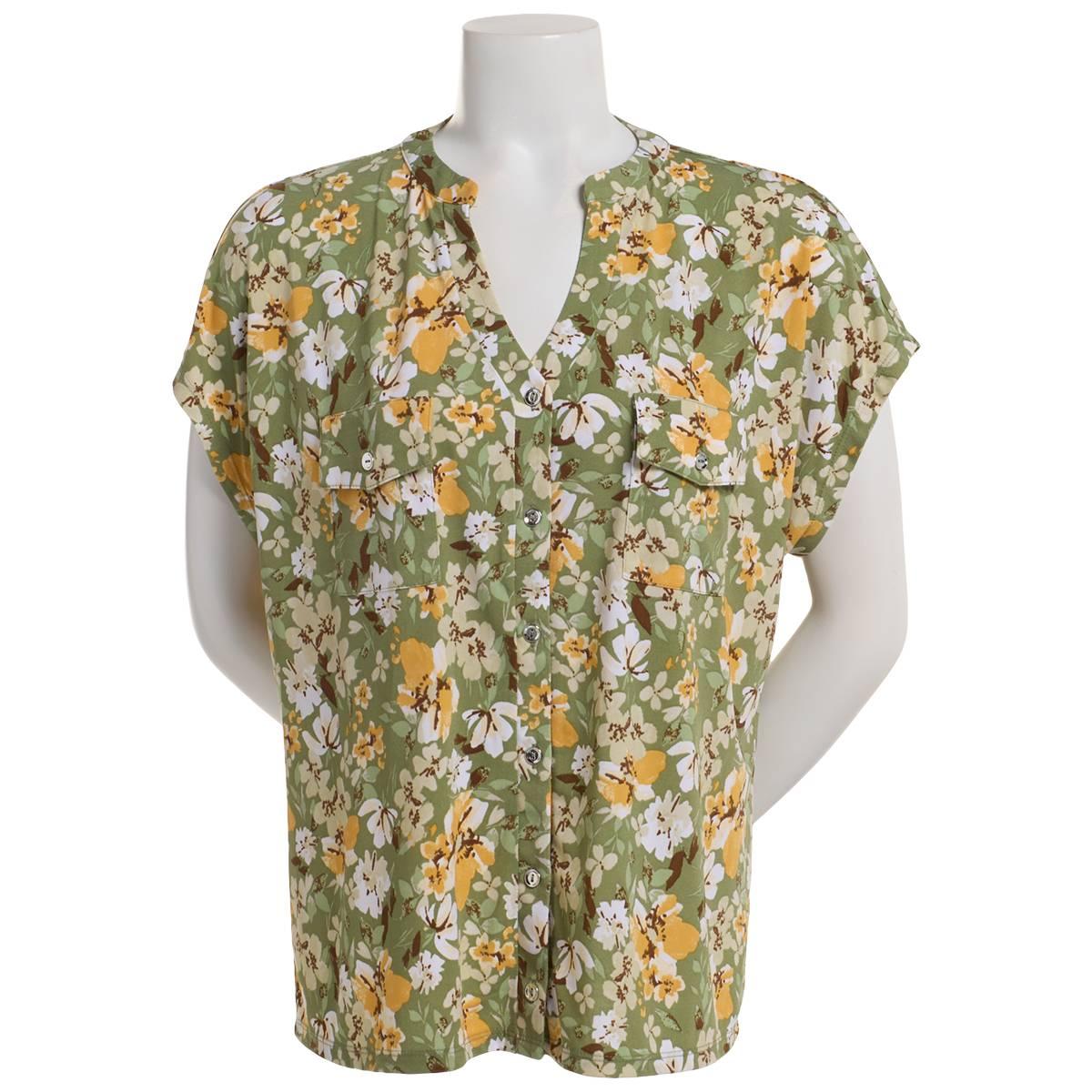Click here for Womens Cure Cap Sleeve Button Down w/Pockets Flora... prices