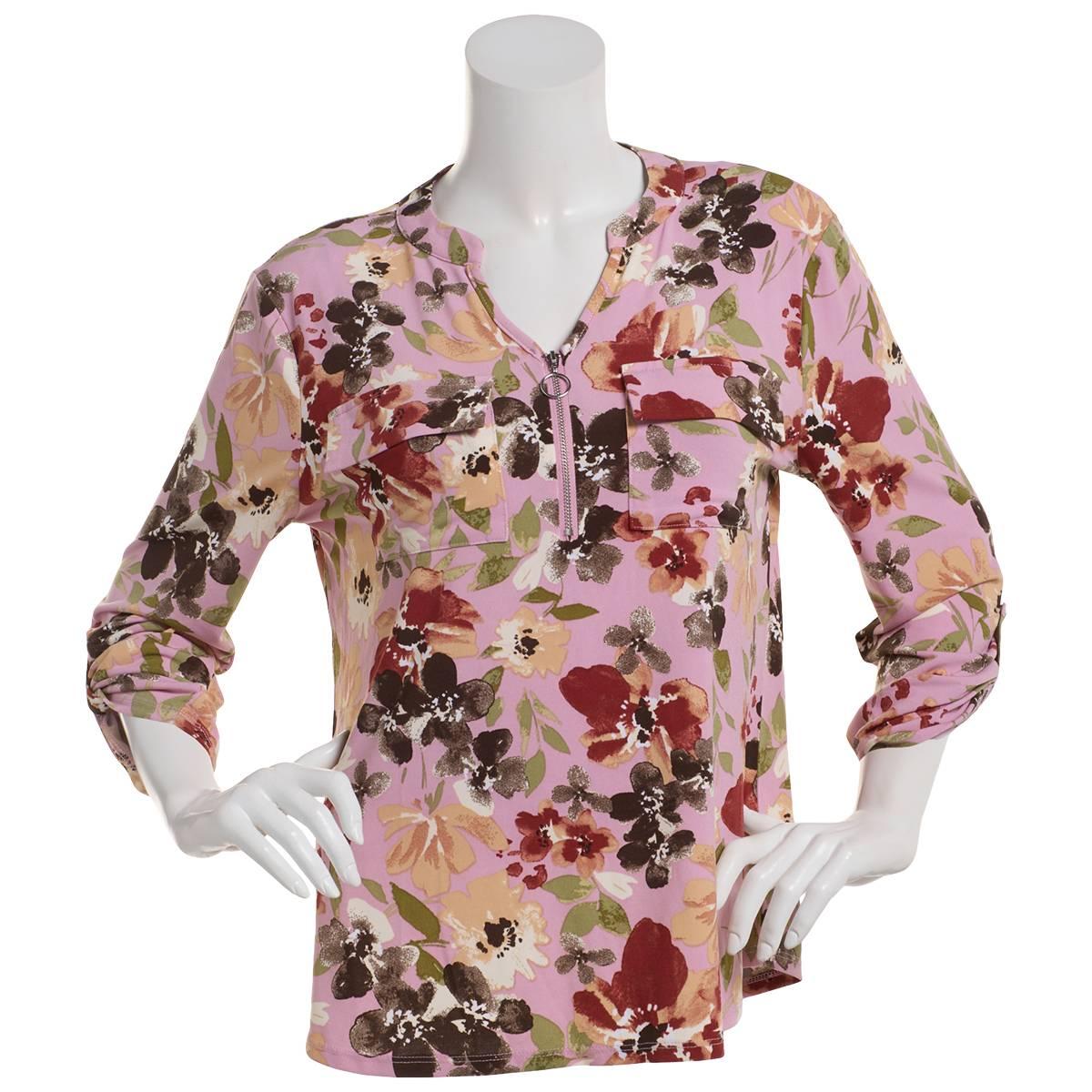 Click here for Womens Cure 3/4 Sleeve 1/2 Zip Front Large Florals... prices