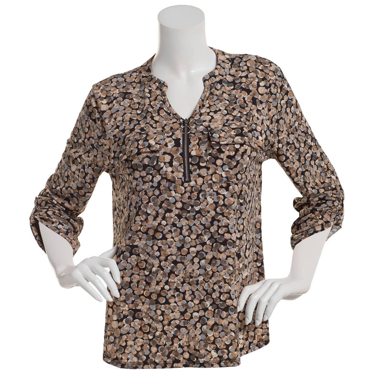 Click here for Womens Cure 3/4 Sleeve 1/2 Zip Up Abstract Dots Bl... prices