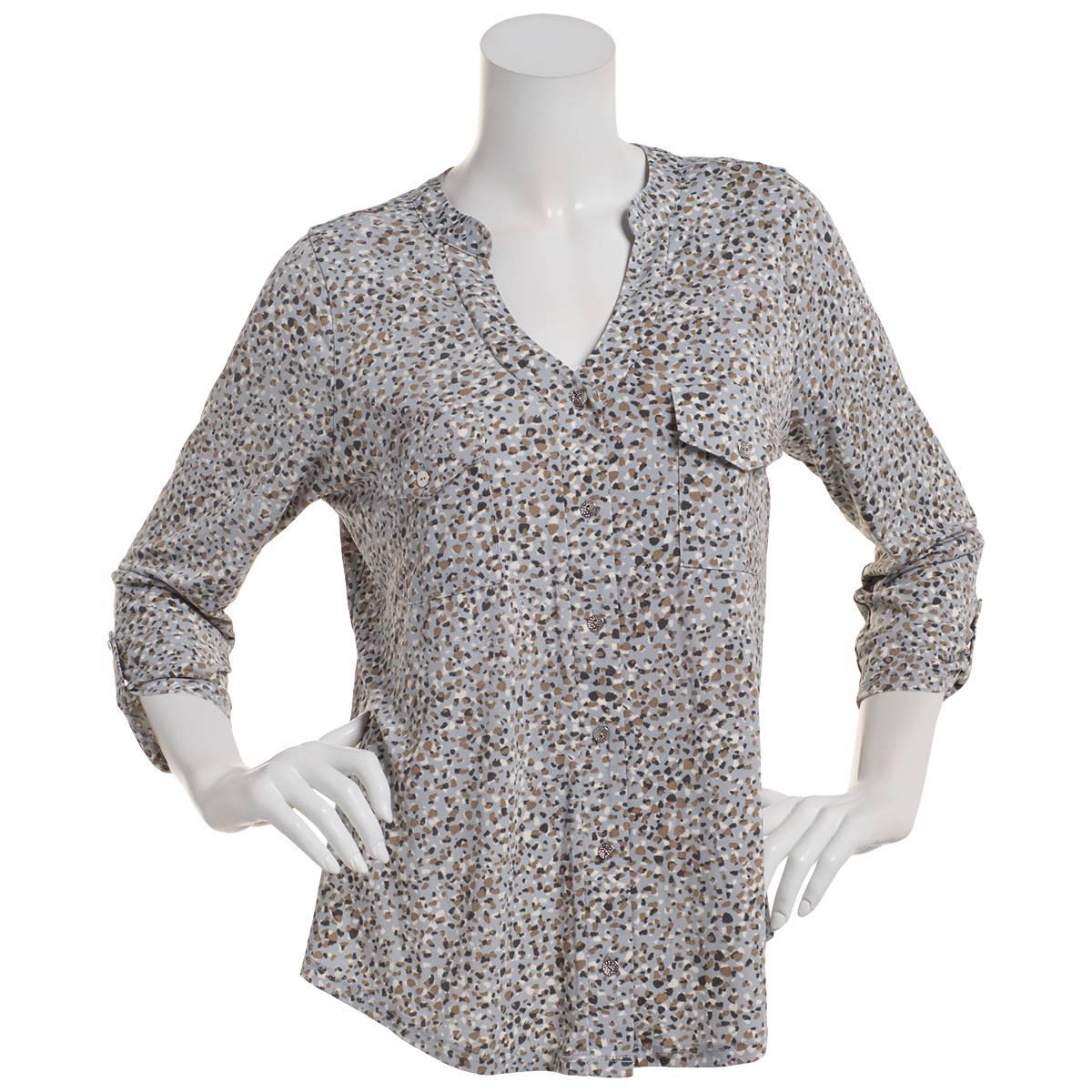 Click here for Womens Cure 3/4 Sleeve Dot Print Button Front Flap... prices