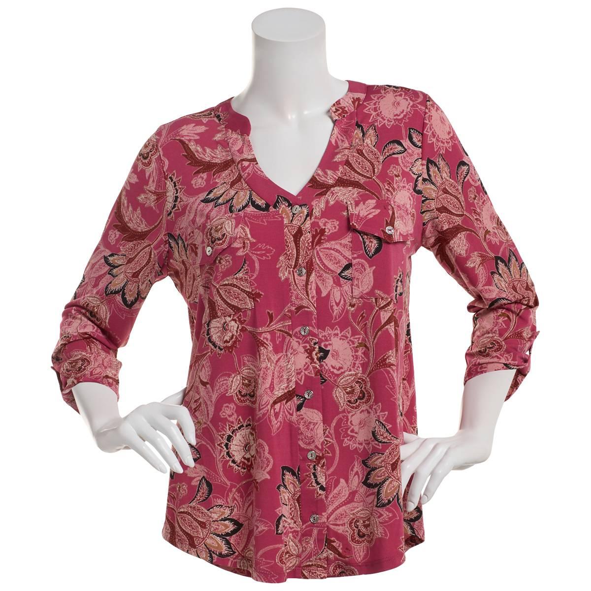 Click here for Womens Cure 3/4 Sleeve Button Front w/Pockets Pais... prices