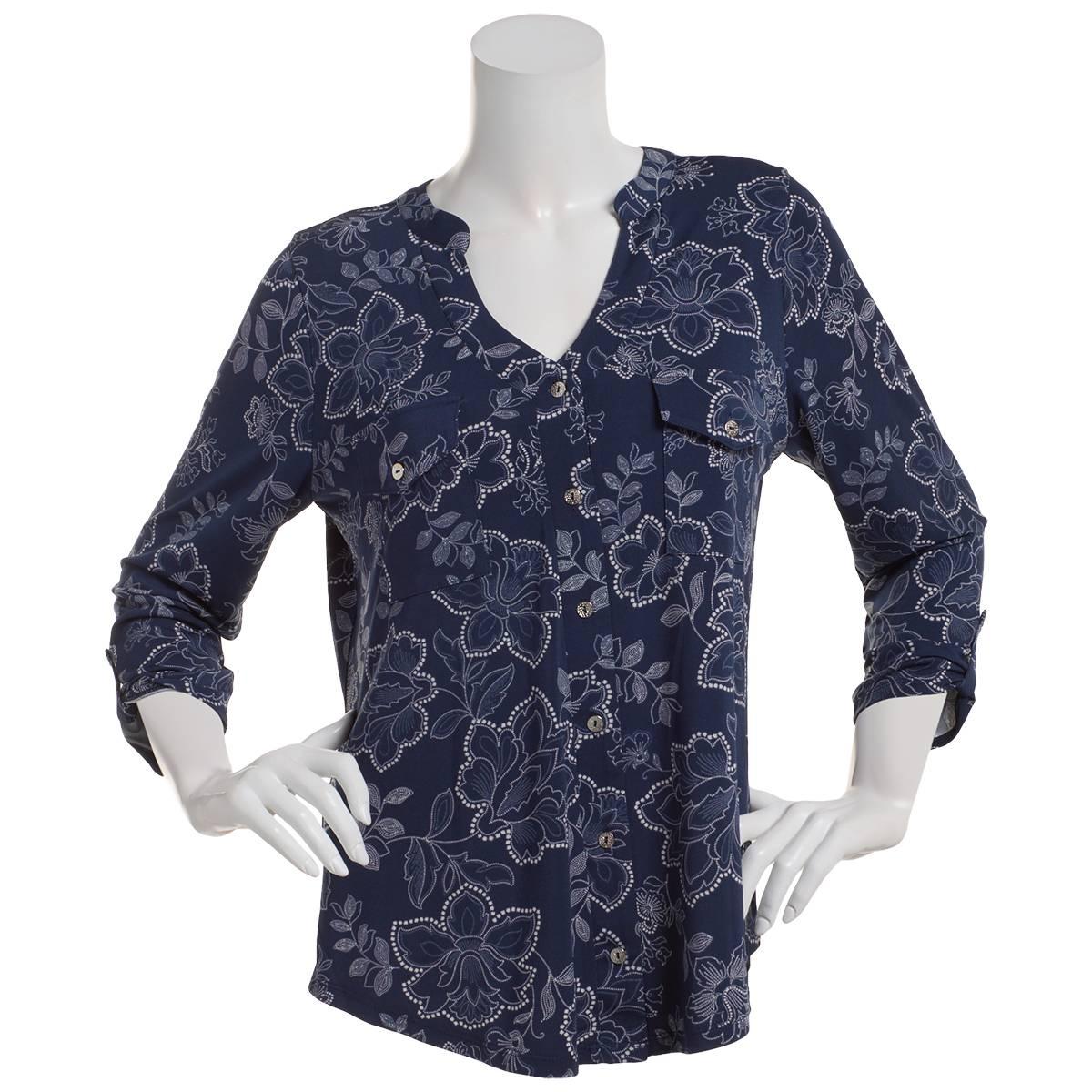 Click here for Plus Size Cure Printed Button Down with Roll Tab S... prices