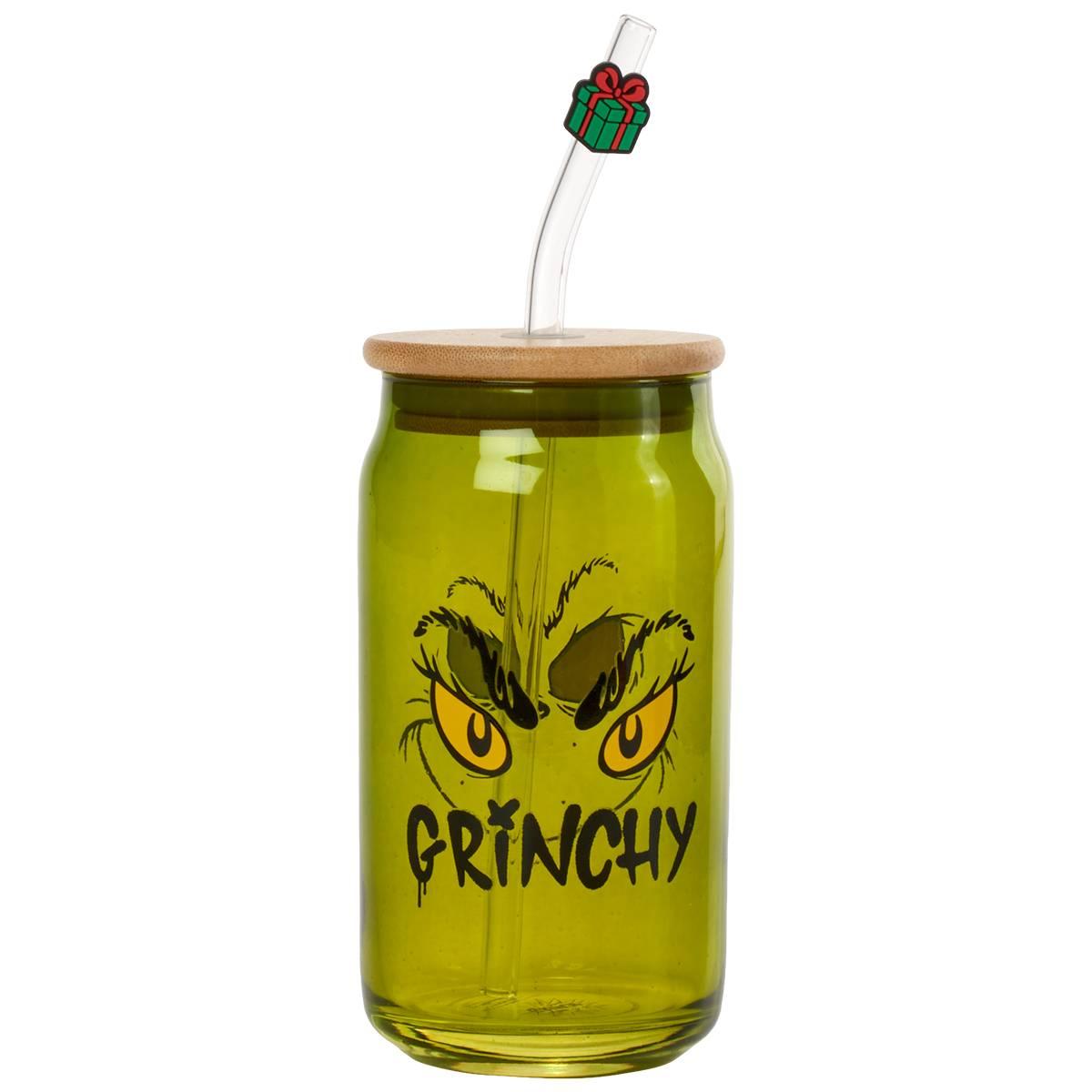 Click here for R Squared Grinch Face Glass Sipper with Straw prices