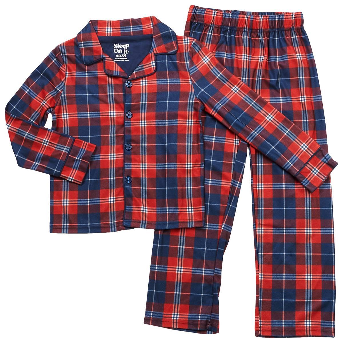Click here for Boys Sleep On It Long Sleeve Plaid Pajama Set - Re... prices