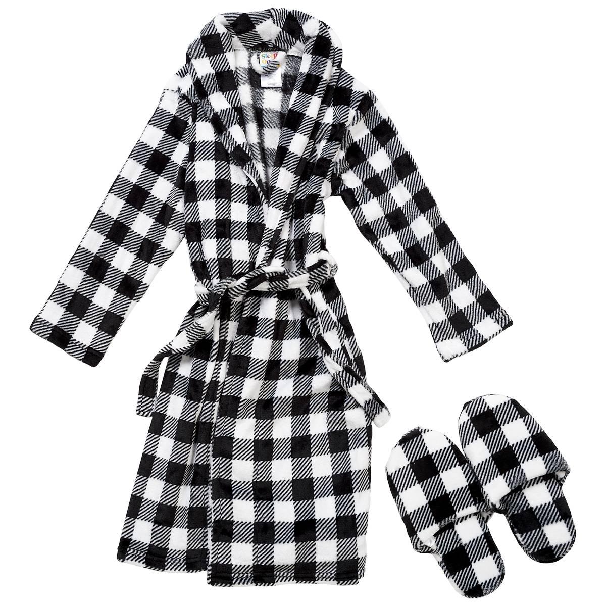 Click here for Boys Cloud Nine Fleece Robe with Slippers - Black prices