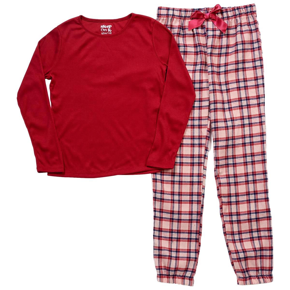 Click here for Girls (7-16) Sleep On It(R) Solid & Plaid 2pc. Paj... prices