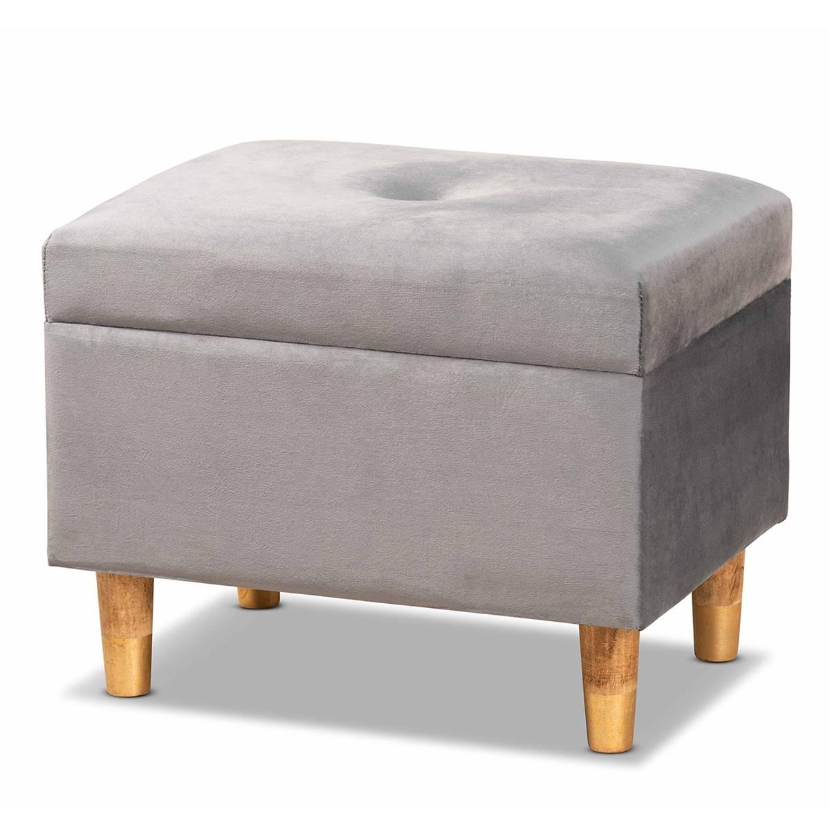 Click here for Baxton Studio Elias Grey Velvet Fabric & Wood Stor... prices