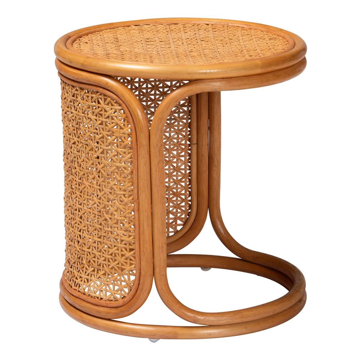 Click here for bali & pari Eldon Bohemian Honey Rattan End Table prices