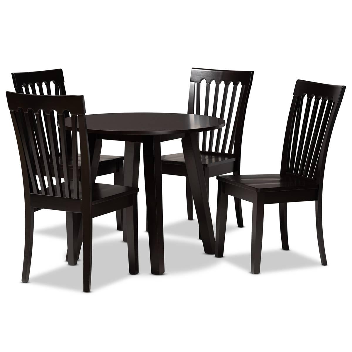 Click here for Baxton Studio Zala Dark Brown Wood 5pc. Dining Set prices