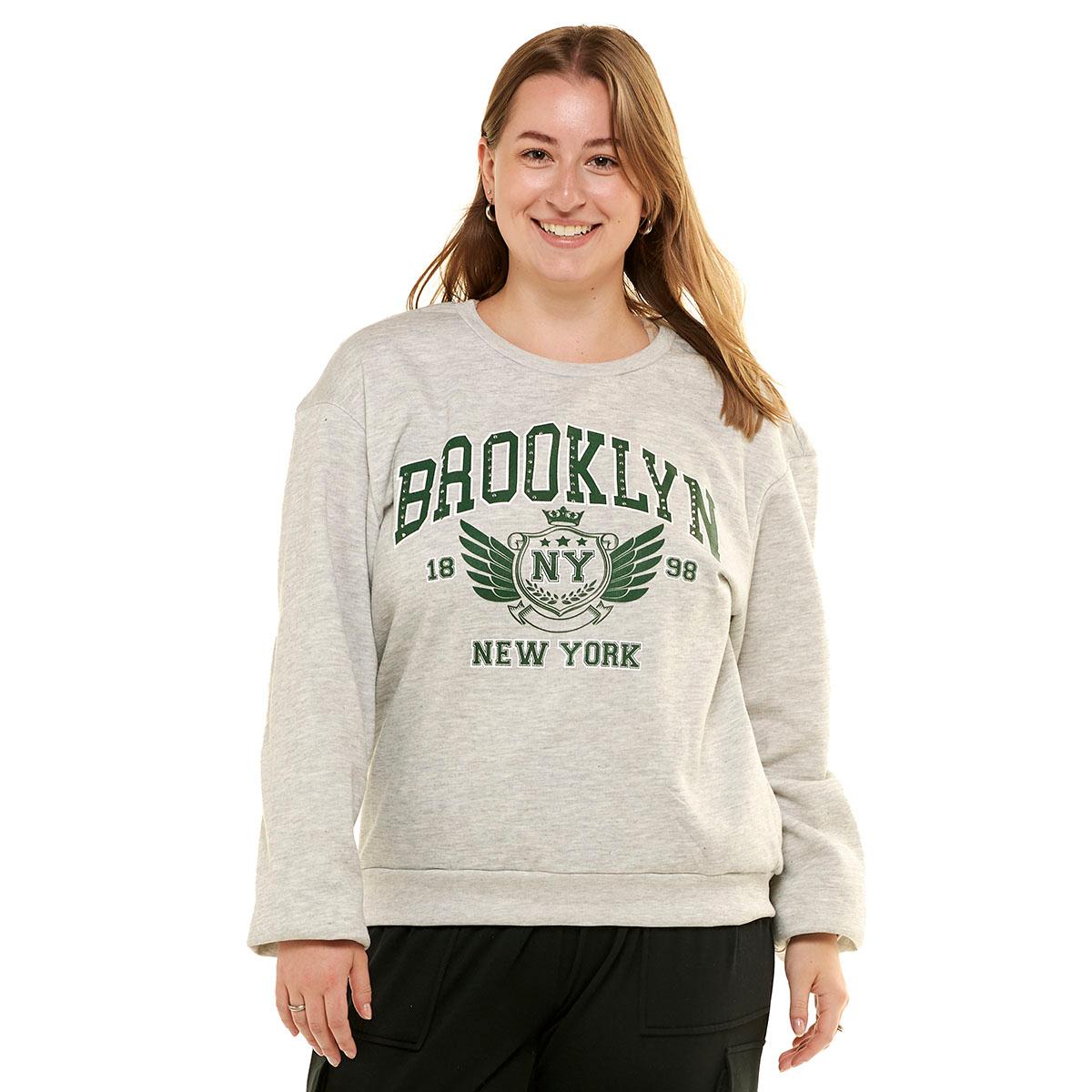 Click here for Juniors Plus Green Goddess Brooklyn Sweatshirt wit... prices
