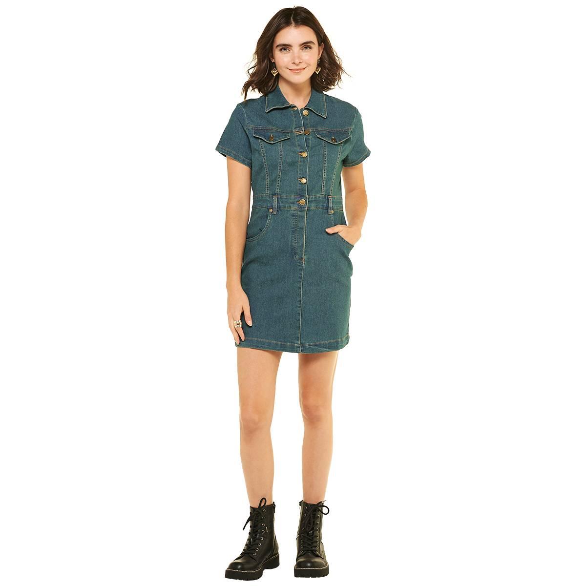 Click here for Womens Bebe Short Sleeve Denim Shirtdress prices