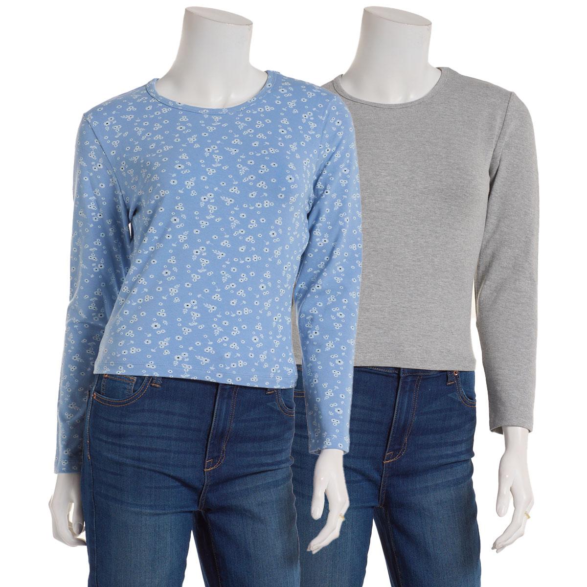 Click here for Juniors Green Goddess 2pk. Long Sleeve Crew Neck T... prices