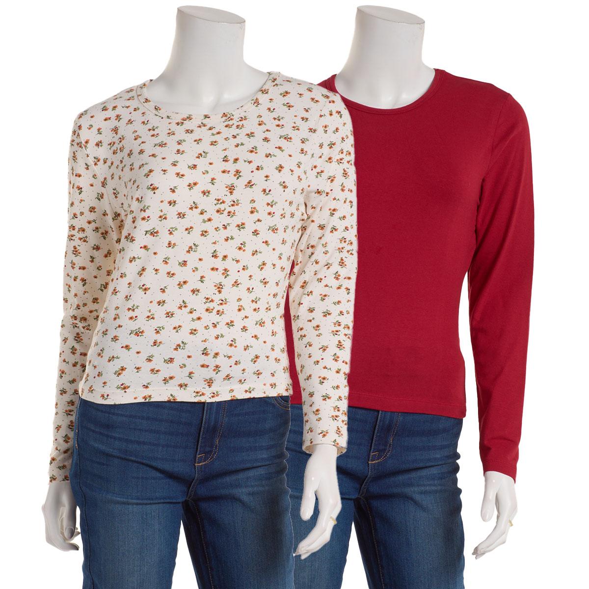 Click here for Juniors Green Goddess 2pk. Long Sleeve Crew Neck T... prices
