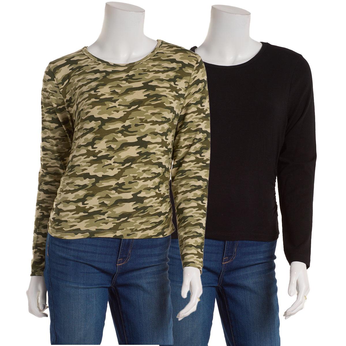 Click here for Juniors Green Goddess 2pk. Side Ruch Long Sleeve T... prices