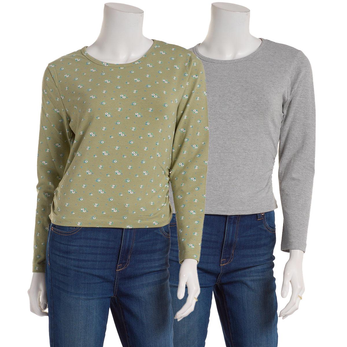 Click here for Juniors Green Goddess 2pk. Side Ruche Long Sleeve... prices