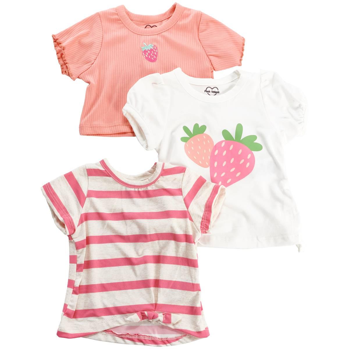 Click here for Toddler Girls Pink Velvet 3pk. Stripe & Strawberry... prices