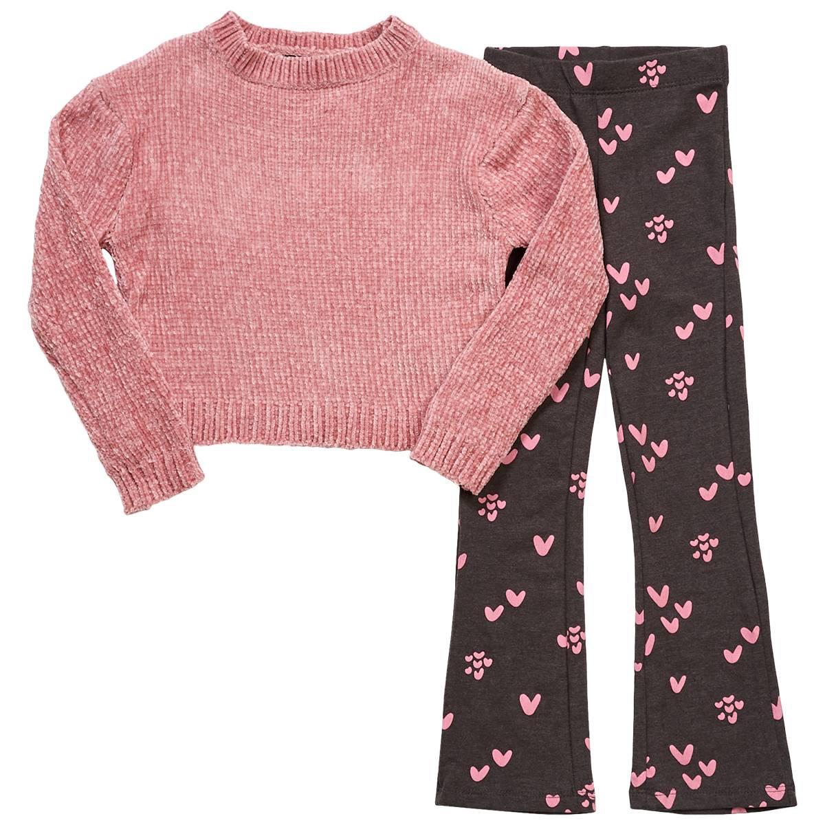 Click here for Toddler Girl Pink Velvet Chenille Sweater & Heart... prices