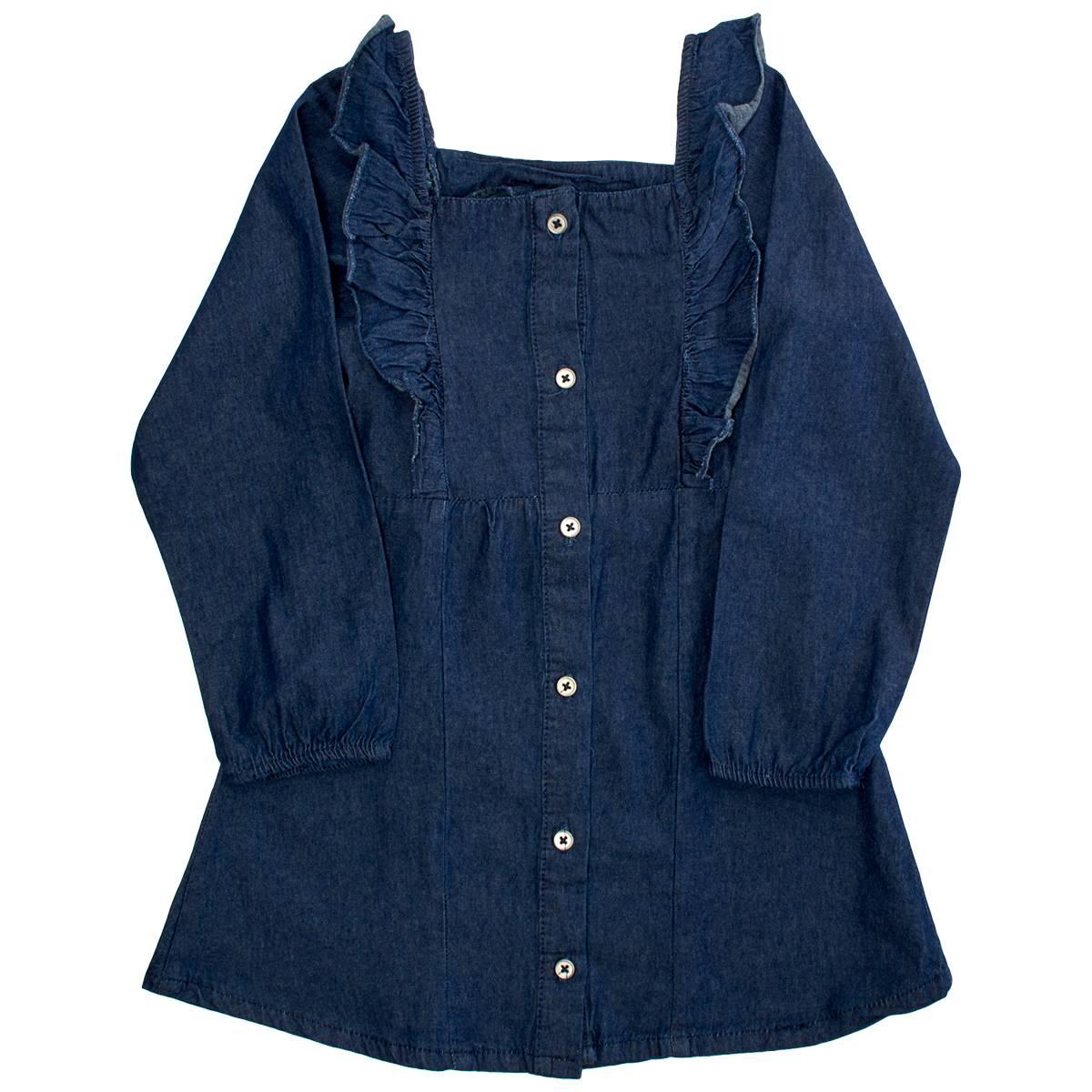 Click here for Girls (4-6x) Pink Velvet Ruffle Button Down Denim... prices