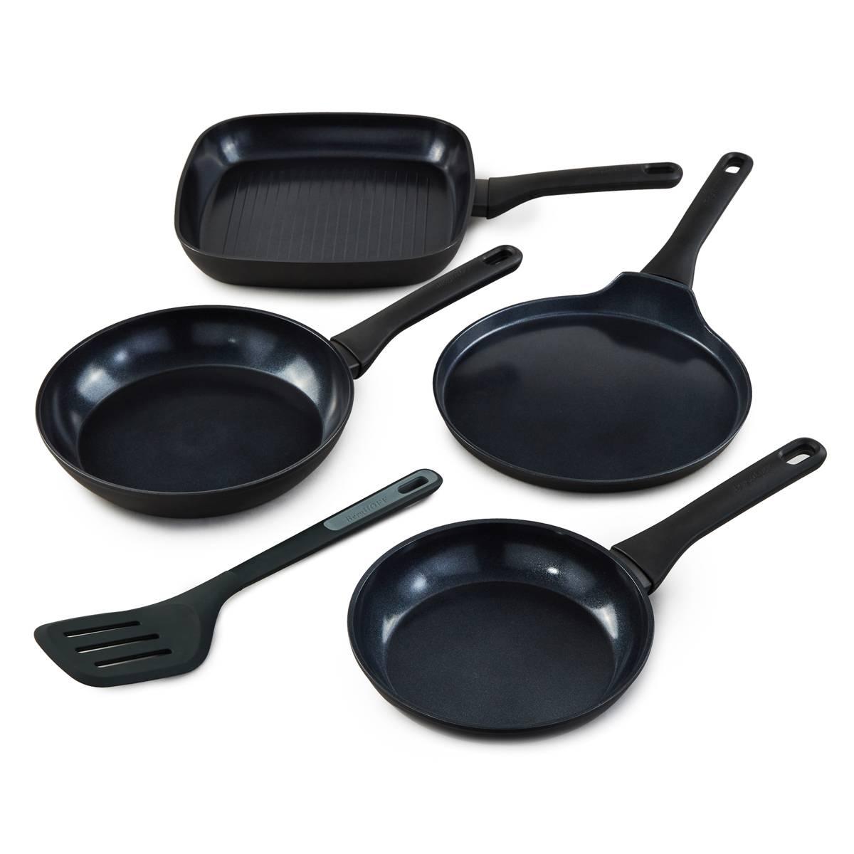 BergHOFF DiNA Helix 5pc Nonstick Specialty Pan Set with Turner  Recycled Aluminum - Black