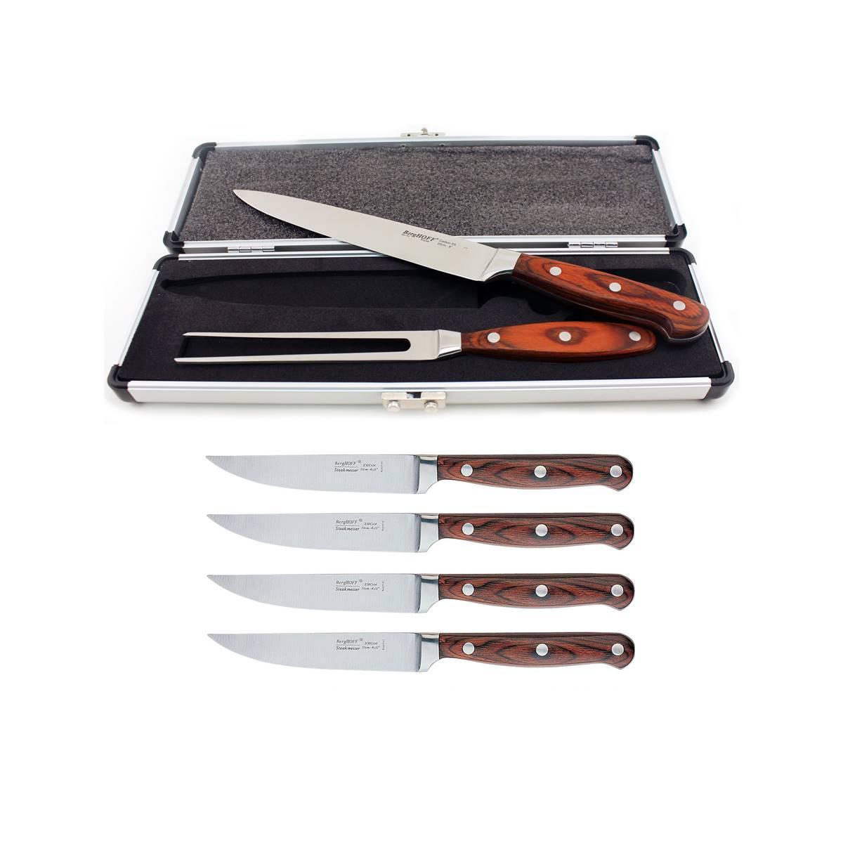 BergHOFF Pakka Stainless Steel 7pc. Steak Knife & Carving Set