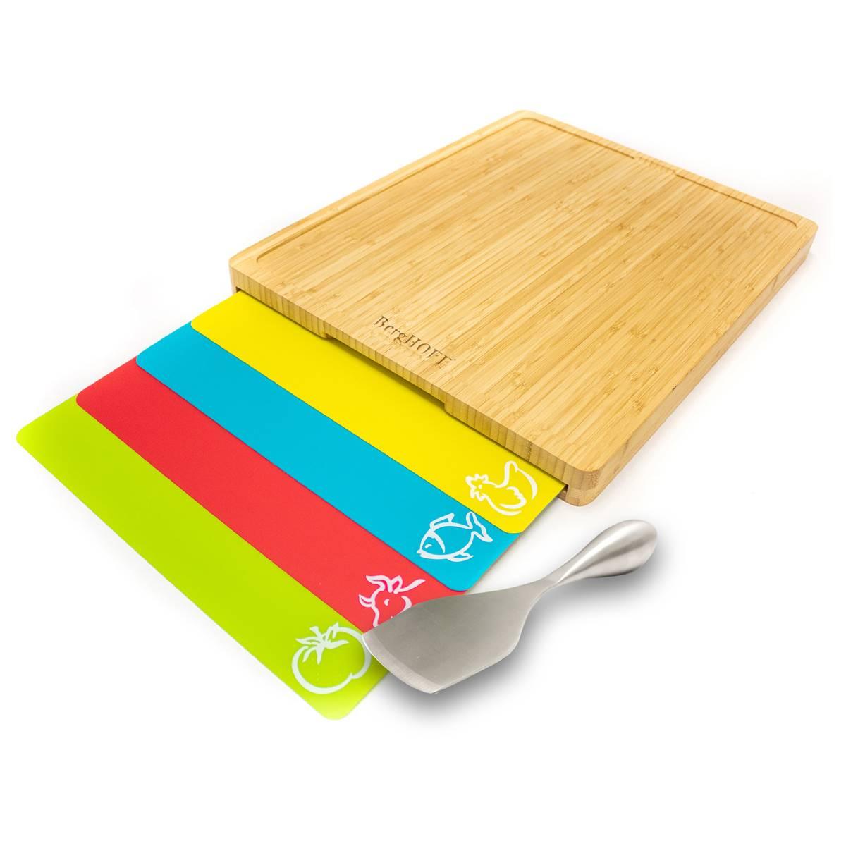 BergHOFF Aaron Probyn 5-Piece Cheese Knife and Bamboo Board Set with Inserts - Beige