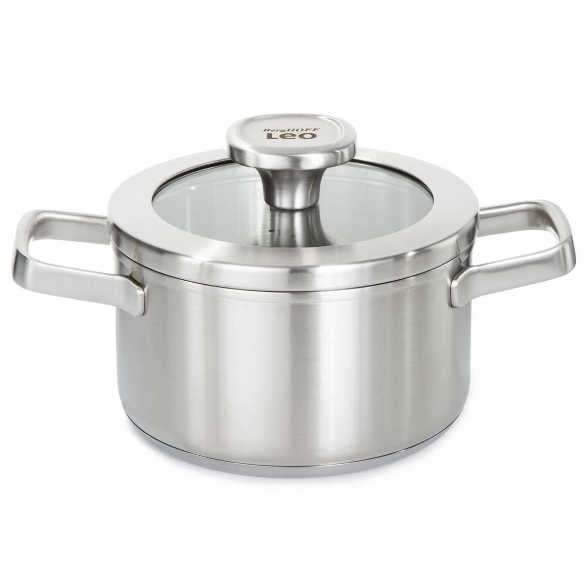 BergHOFF Graphite Recycled 18/10 Stainless Steel Stockpot 6.25  1.7qt. With Glass Lid - Silver